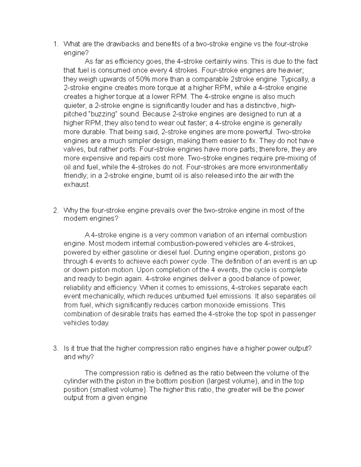 Assignment Number 1 - Combustion - What are the drawbacks and benefits ...