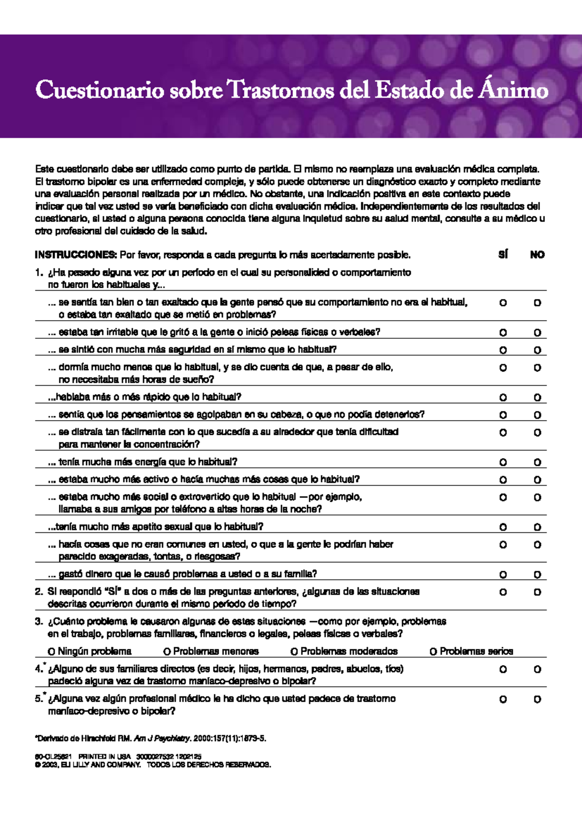Mdq - Cuestionario sobre Trastornos del Estado de Ánimo Este ...