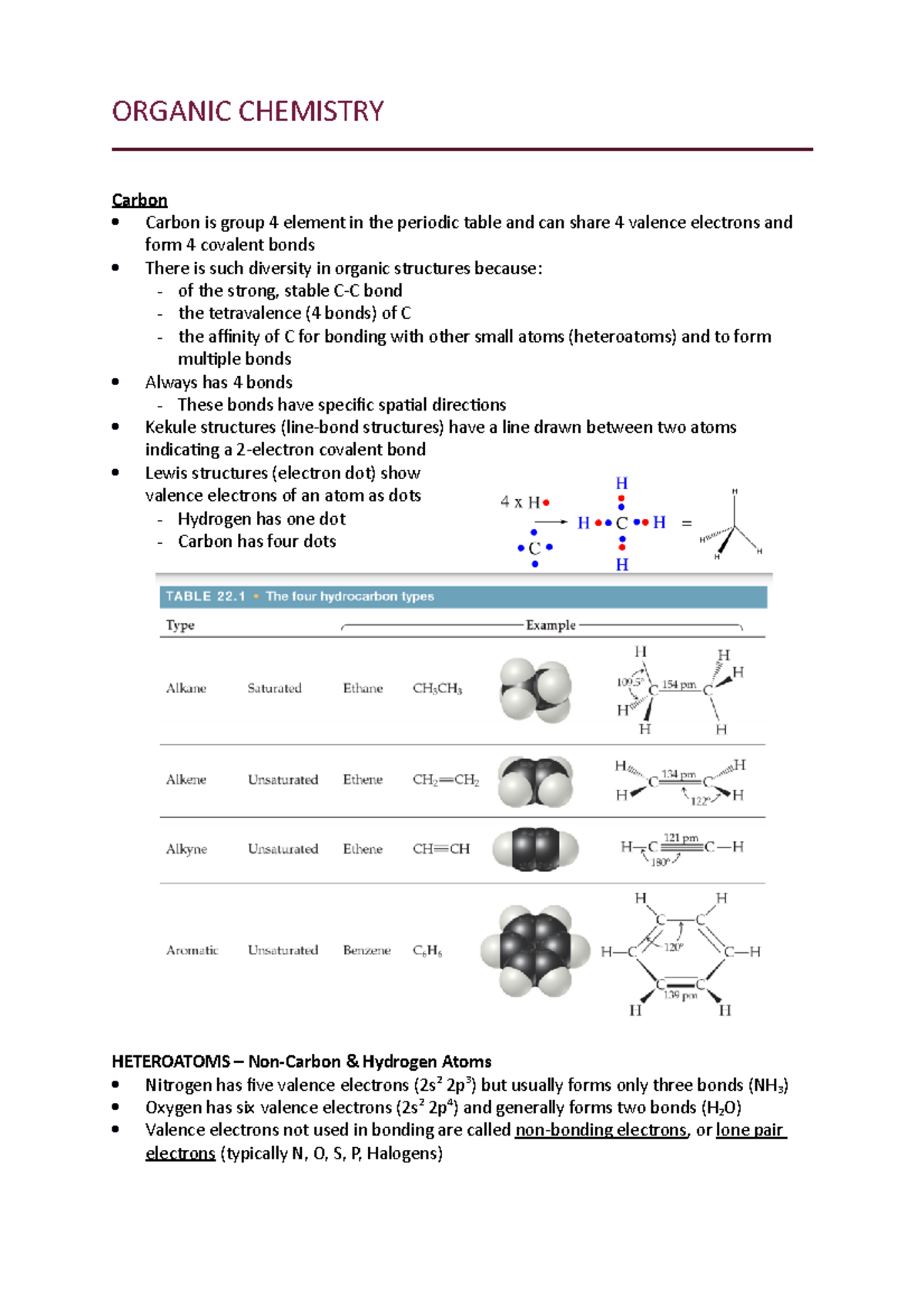 Chemistry 1B Notes - ORGANIC CHEMISTRY Carbon Carbon is group 4 element ...