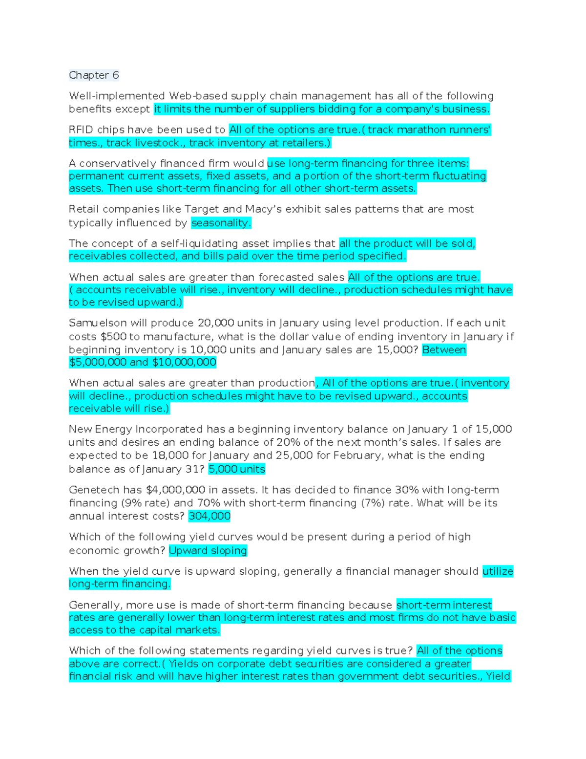 Fin Chapter 6 Q&A - Questions with answers - Chapter 6 Well-implemented ...