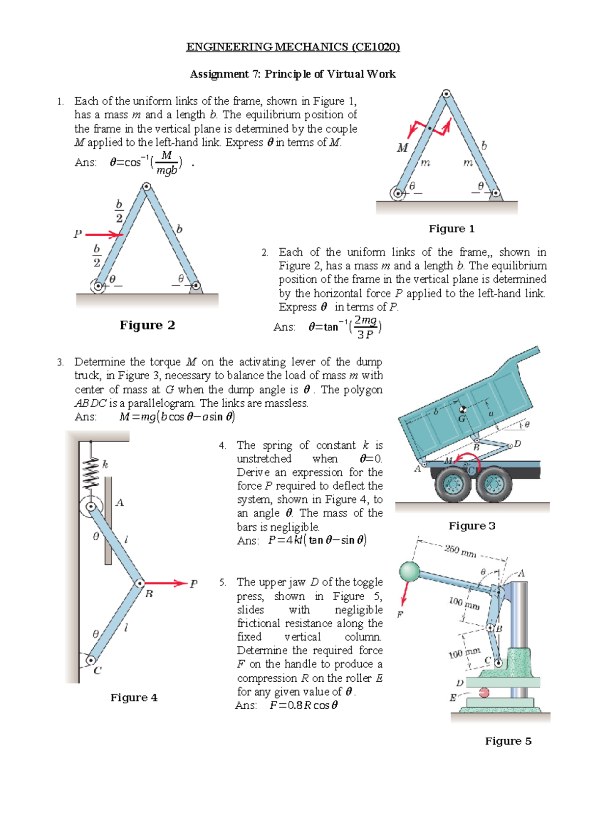 Assignment 7 Engineering Mechanics Ce1020 Assignment 7 Principle