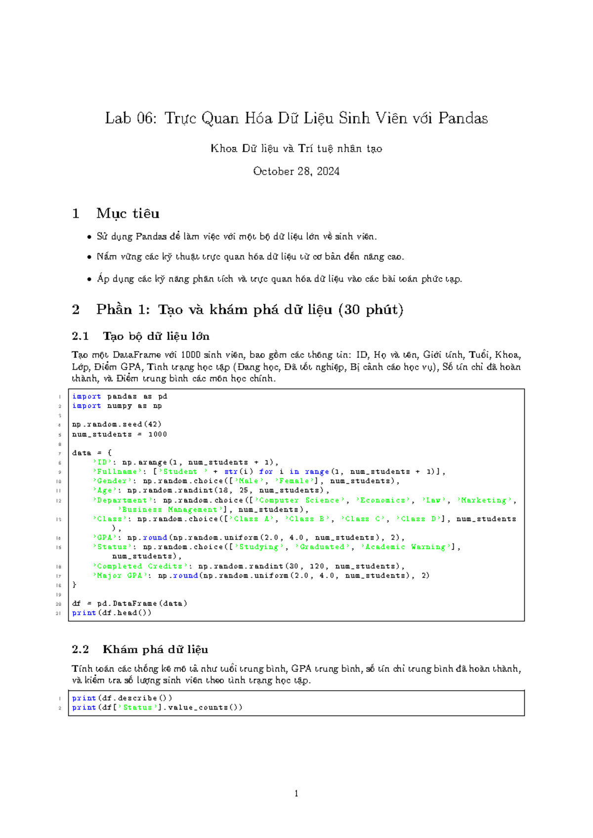 DT Lab 06 Trực quan hóa dữ liệu - Lab 06: Trực Quan Hóa Dữ Liệu Sinh Viên với Pandas Khoa Dữ ...