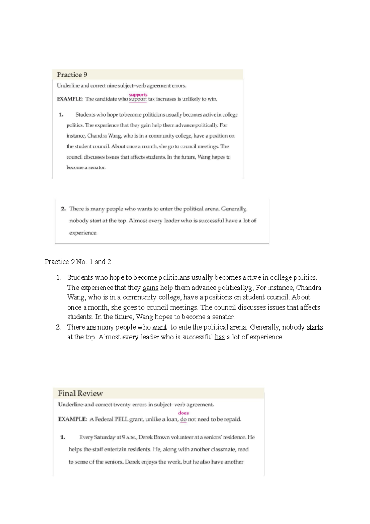 Practice Material About Grammar 2 part 2 - Practice 9 No. 1 and 2 1 ...