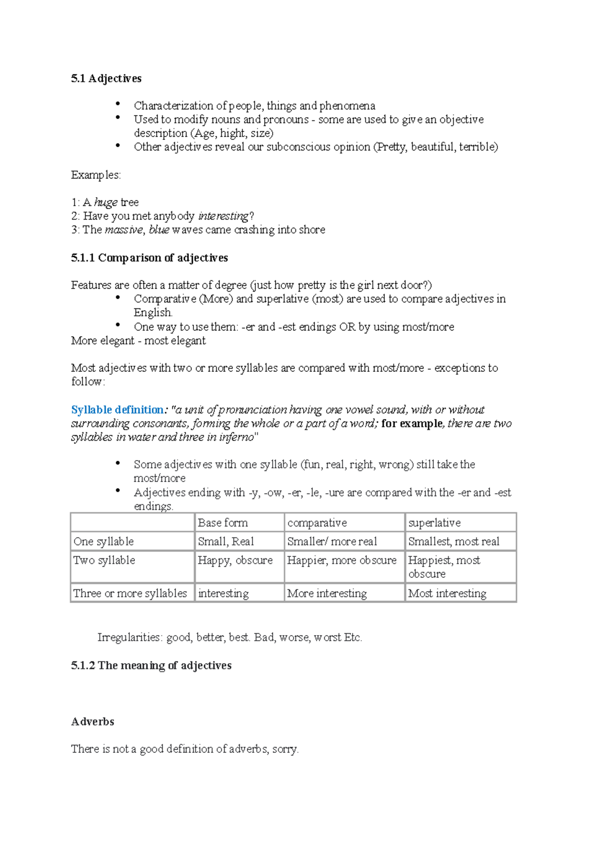 adjectives-and-verbs-forelesningsnotater-9-5-adjectives