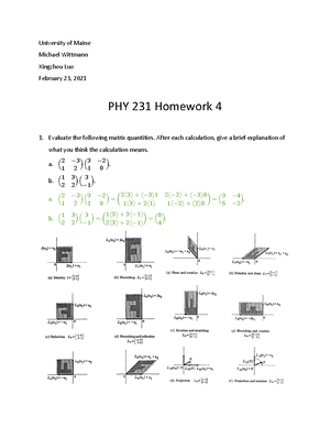 PHY 231 Homework 1 - University of Maine Michael Wittmann Xingzhou Luo February 2, 2021 PHY 231 ...