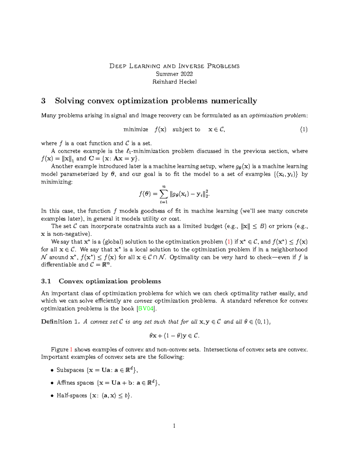 3. lecture notes week 4 convex optimization - Deep Learning and Inverse ...