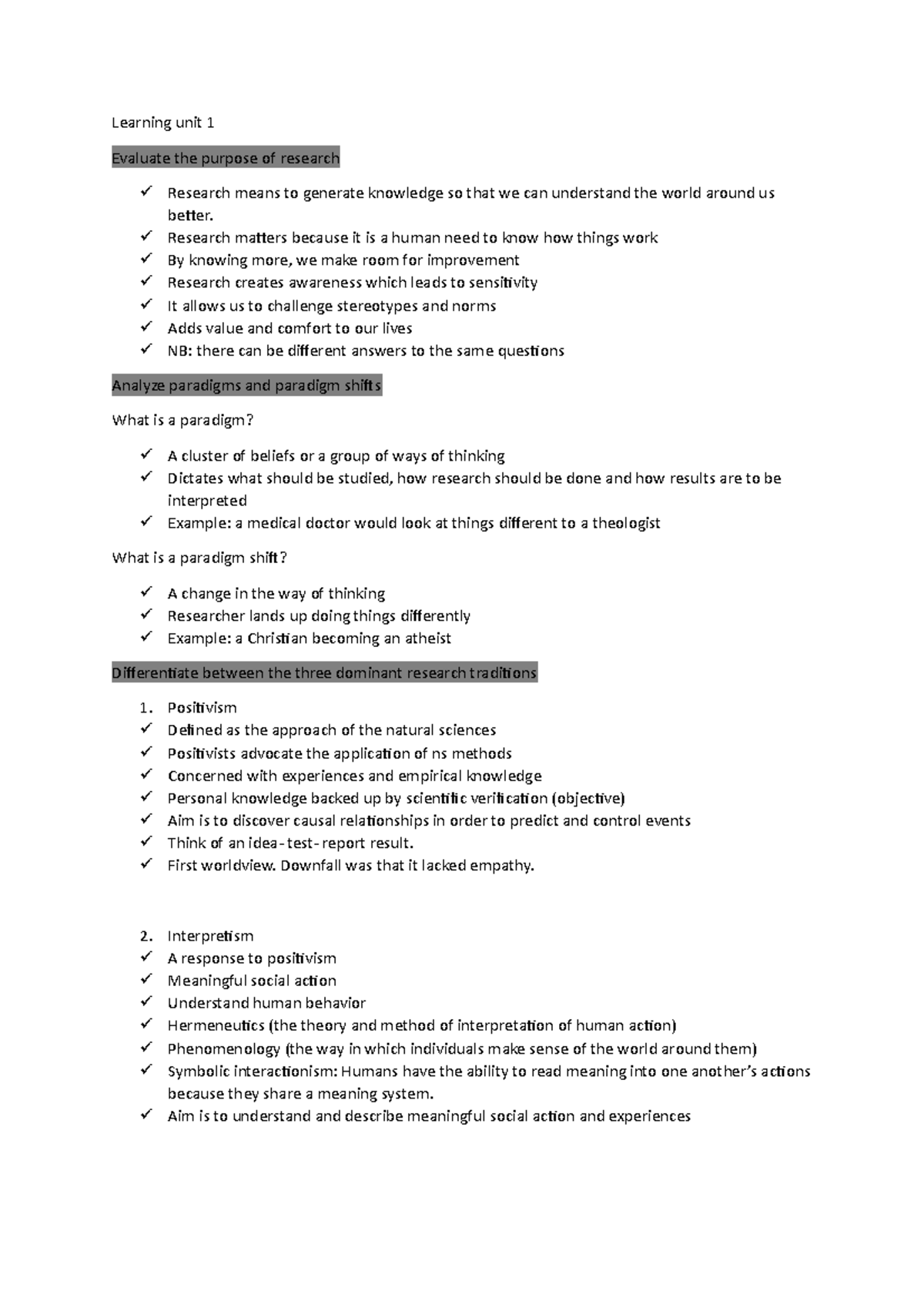 Research exam notes for learning units 1 and 2 - Learning unit 1 ...