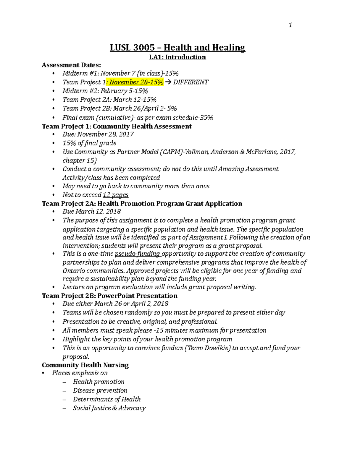 LUSL 3005 – Health and Healing Part 1 - LUSL 3005 – Health and Healing ...