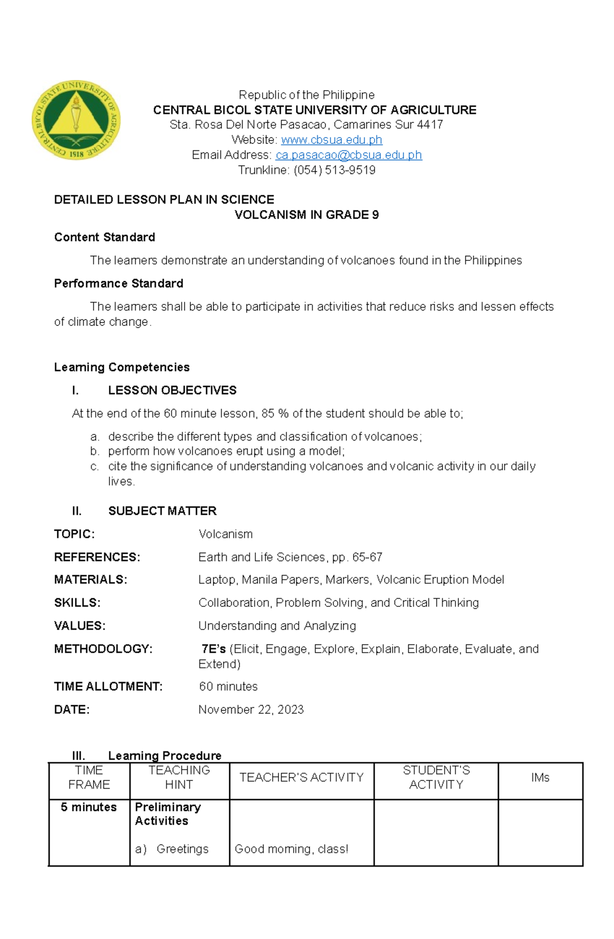 Marielp - Republic of the Philippine CENTRAL BICOL STATE UNIVERSITY OF ...