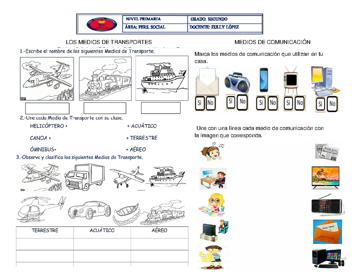 LOS Medios DE Transportes 106 Medios DE Comunicacion - Comprensión y ...