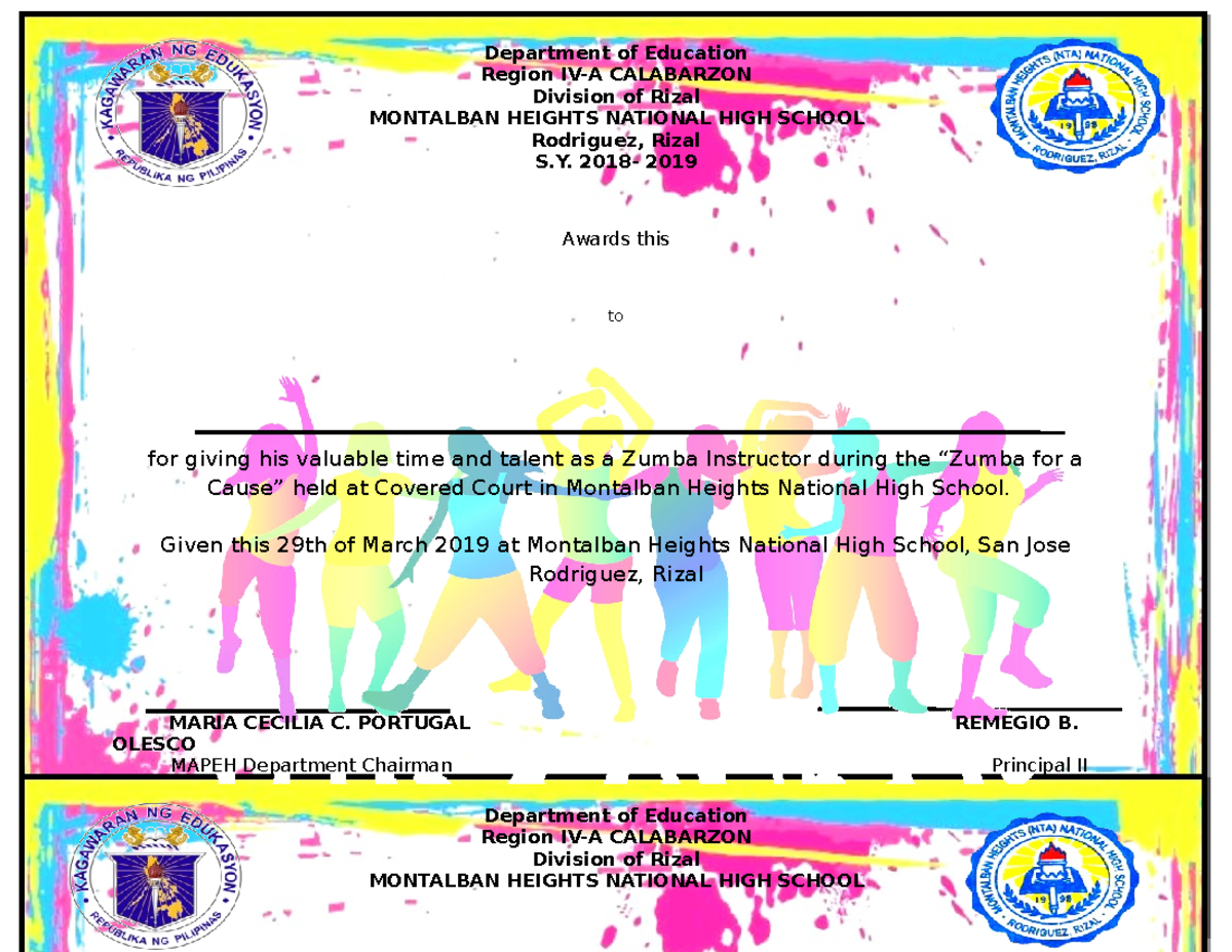 409123356 For Zumba docx - Department of Education Region IV-A ...