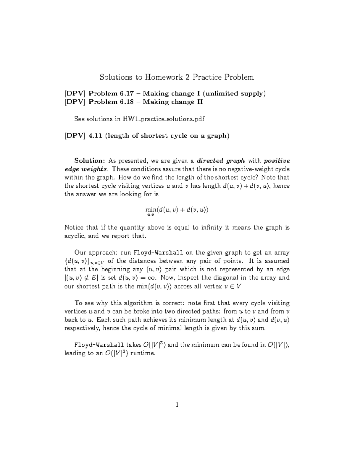 Hw2 practice solutions V2 - Solutions to Homework 2 Practice Problem [DPV] Problem 6 – Making ...