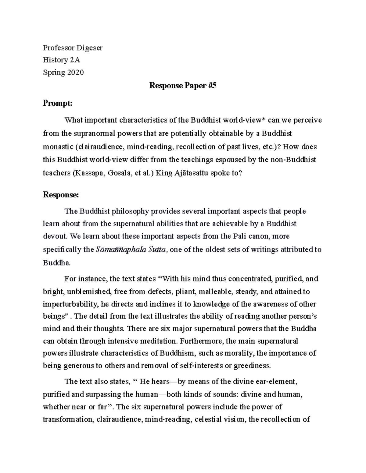 Assignment Response 5 - Professor Digeser History 2A Spring 2020 ...