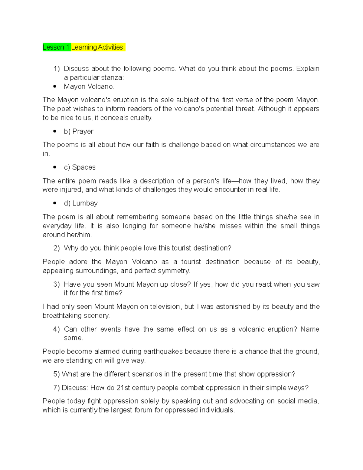 21st- Answer- Sheet - assignments in 21st - Lesson 1 Learning ...