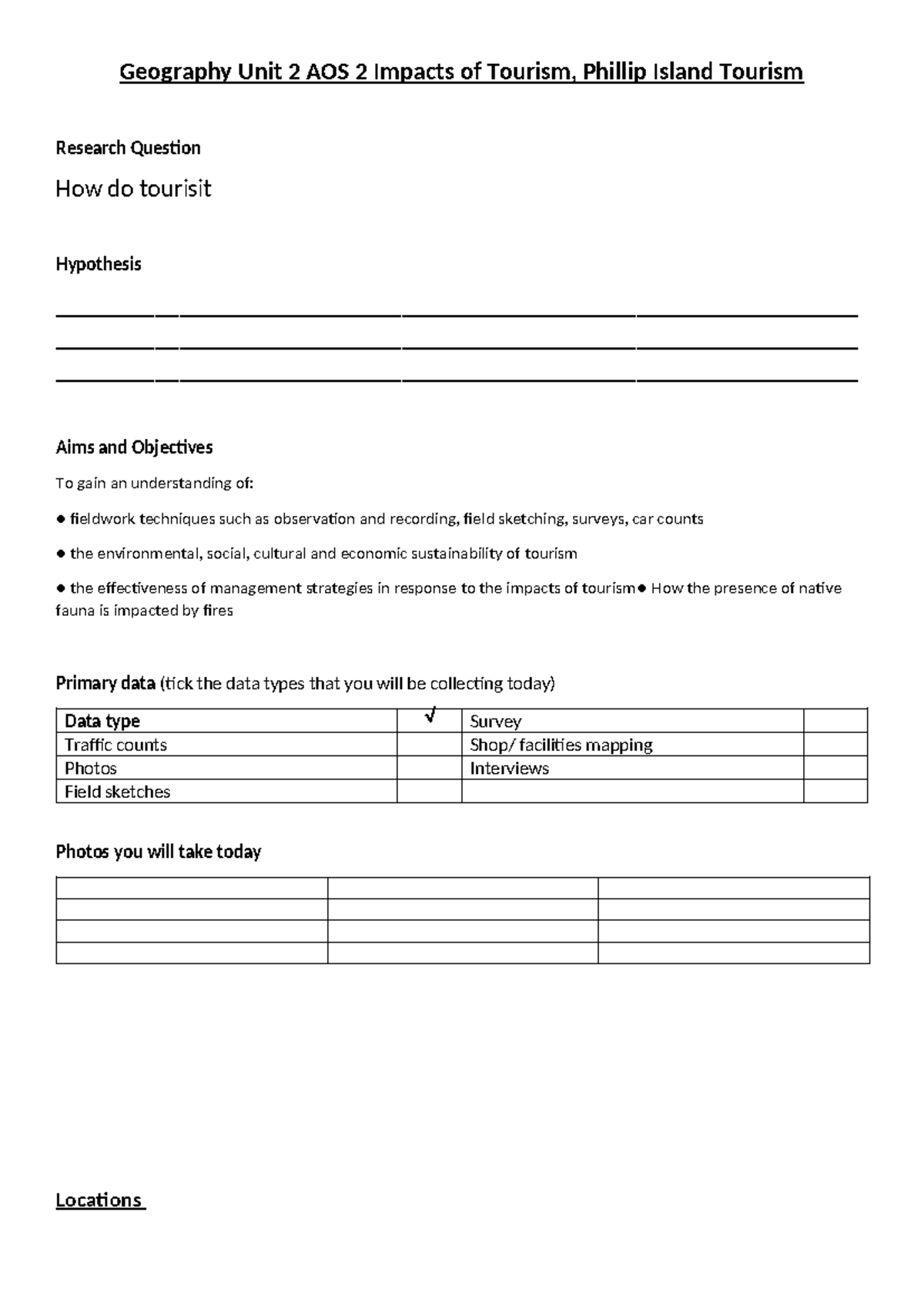 Maps for excursion - Geography Unit 2 AOS 2 Impacts of Tourism, Phillip ...