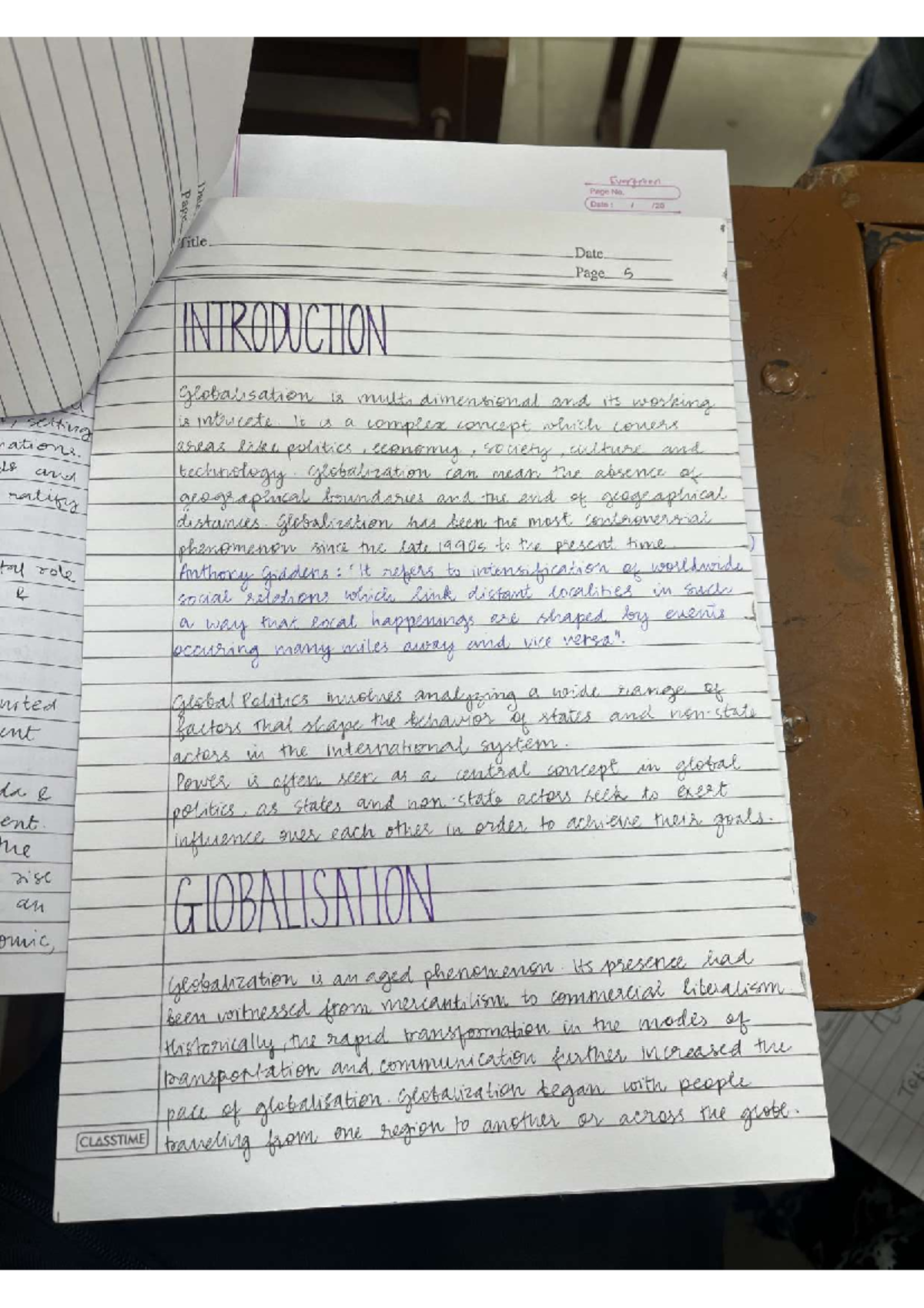 Globalisation - Notes - Evergreen Page No. Date: 120 Title Date Page 5 ...