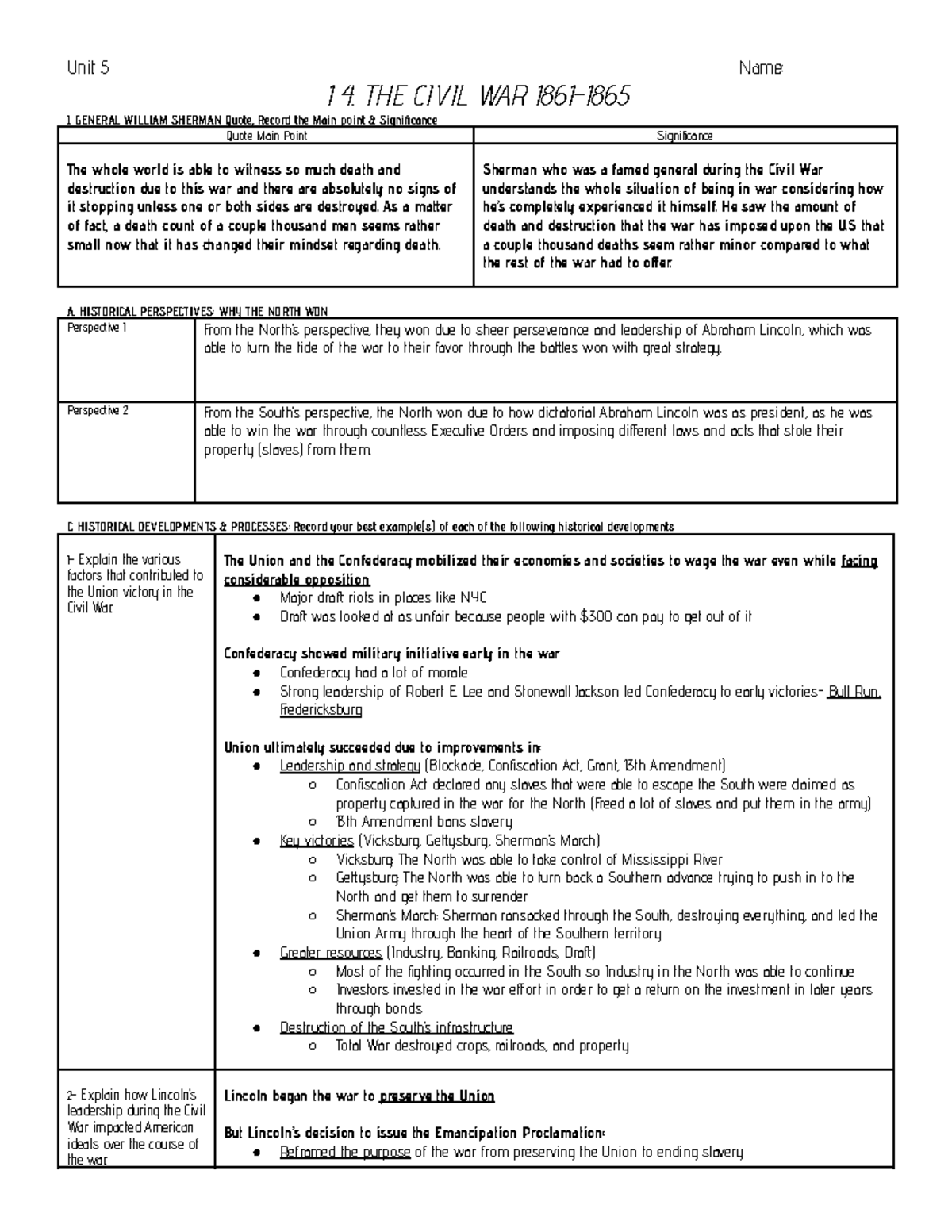 Ch. 14 Amsco Reading Guide - 1 4. THE CIVIL WAR 1861- J. GENERAL ...