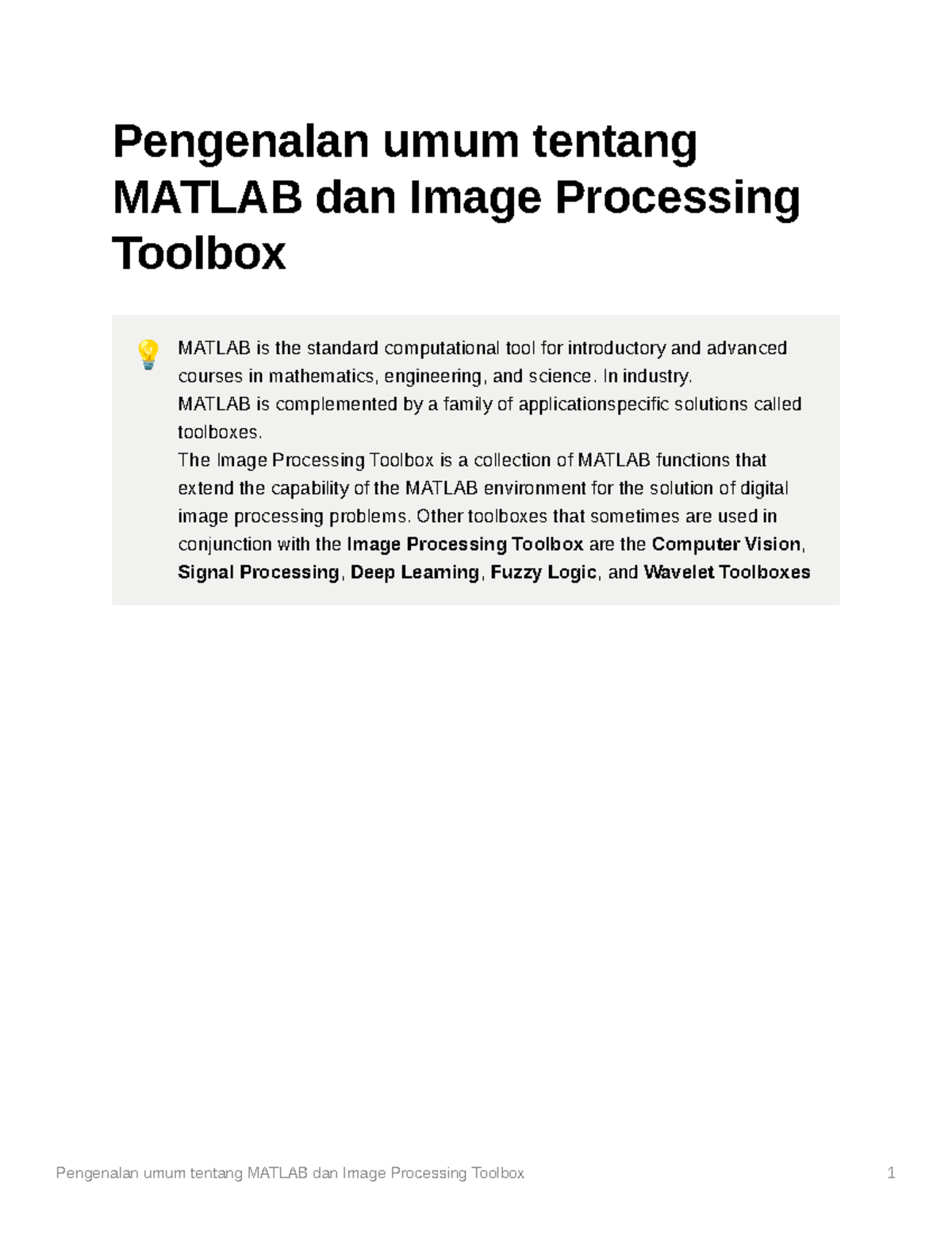 Pengenalan Umum Tentang Matlab Dan Image Processing Toolbox In Industry Matlab Is 8554