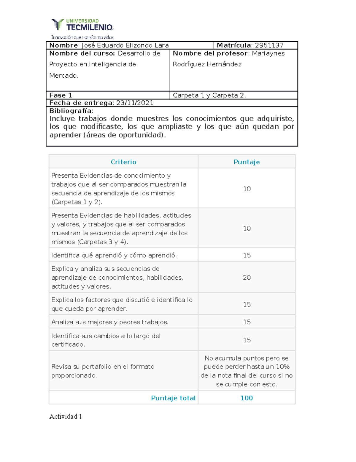 Desarrollo de Proyecto C1 Y C2 tec de nuevo leon - Nombre : José ...