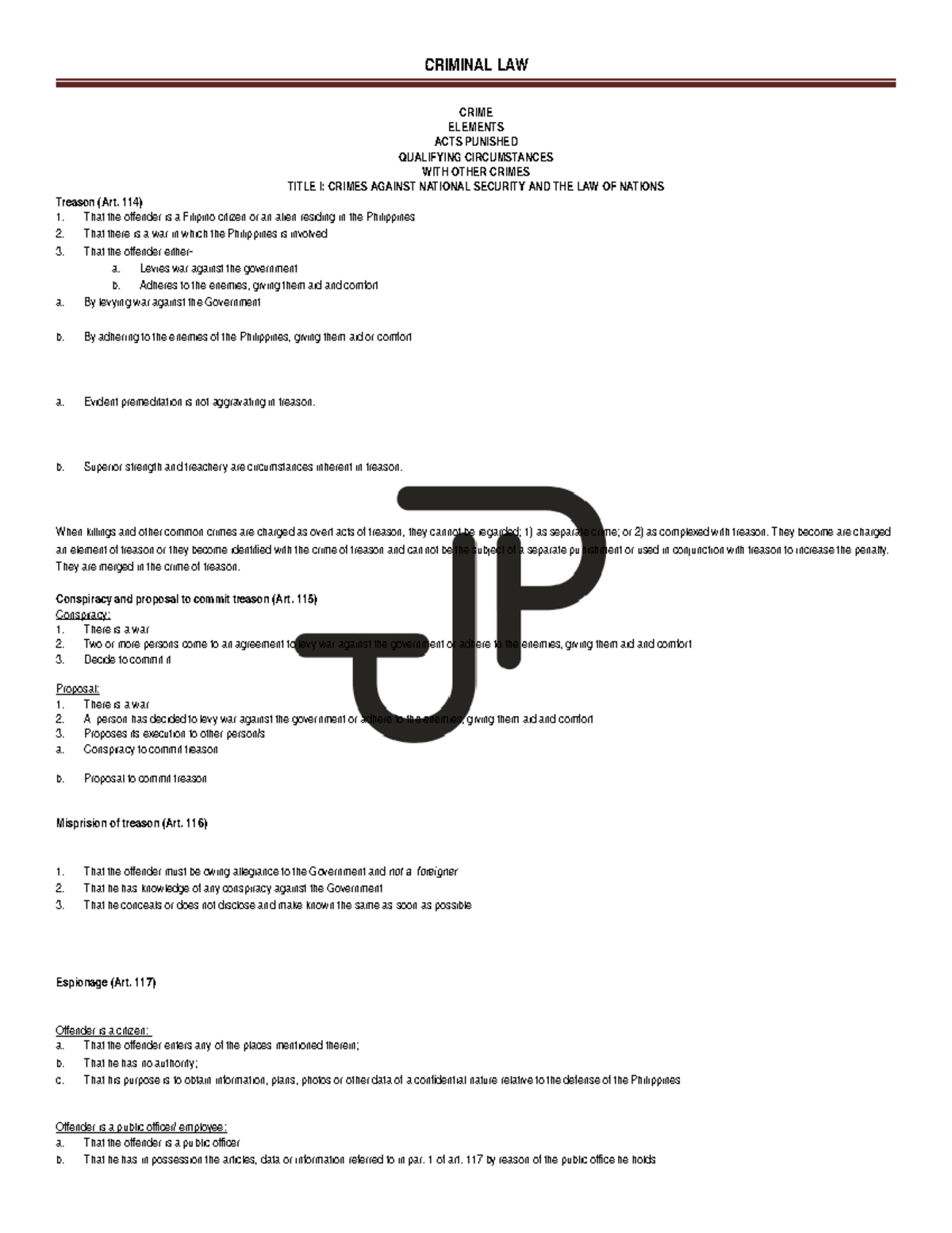 Crim table 2 - CRIME ELEMENTS ACTS PUNISHED QUALIFYING CIRCUMSTANCES ...