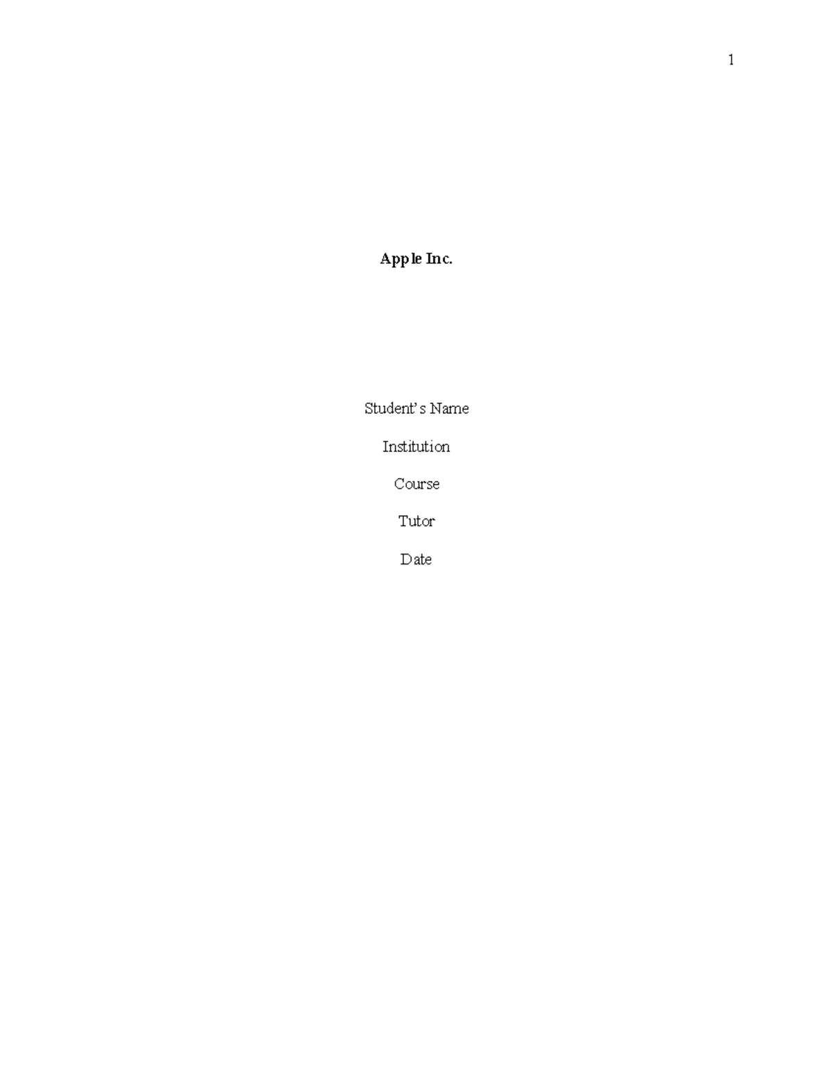 Apple Inc. final copy - C206 / EHM1 - Studocu