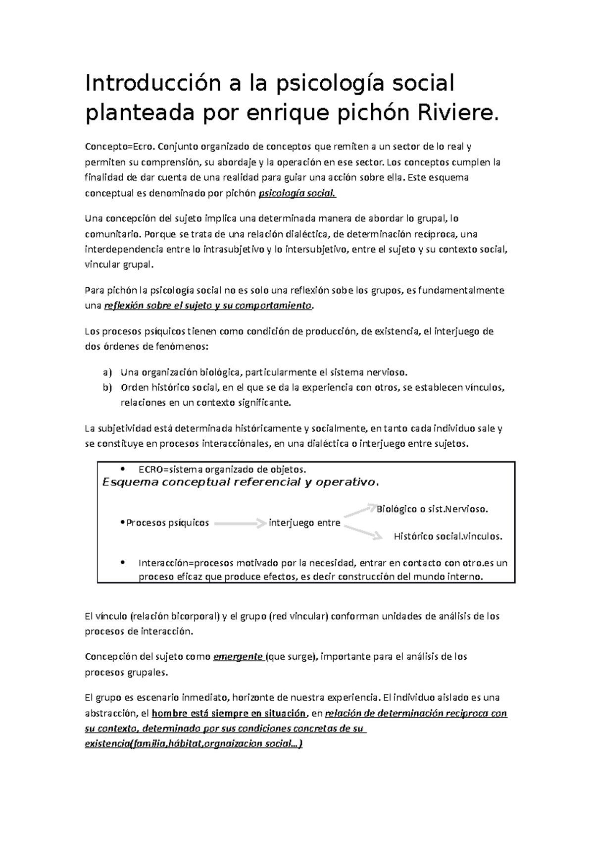 Introducción a la psicología social planteada por enrique pichón ...