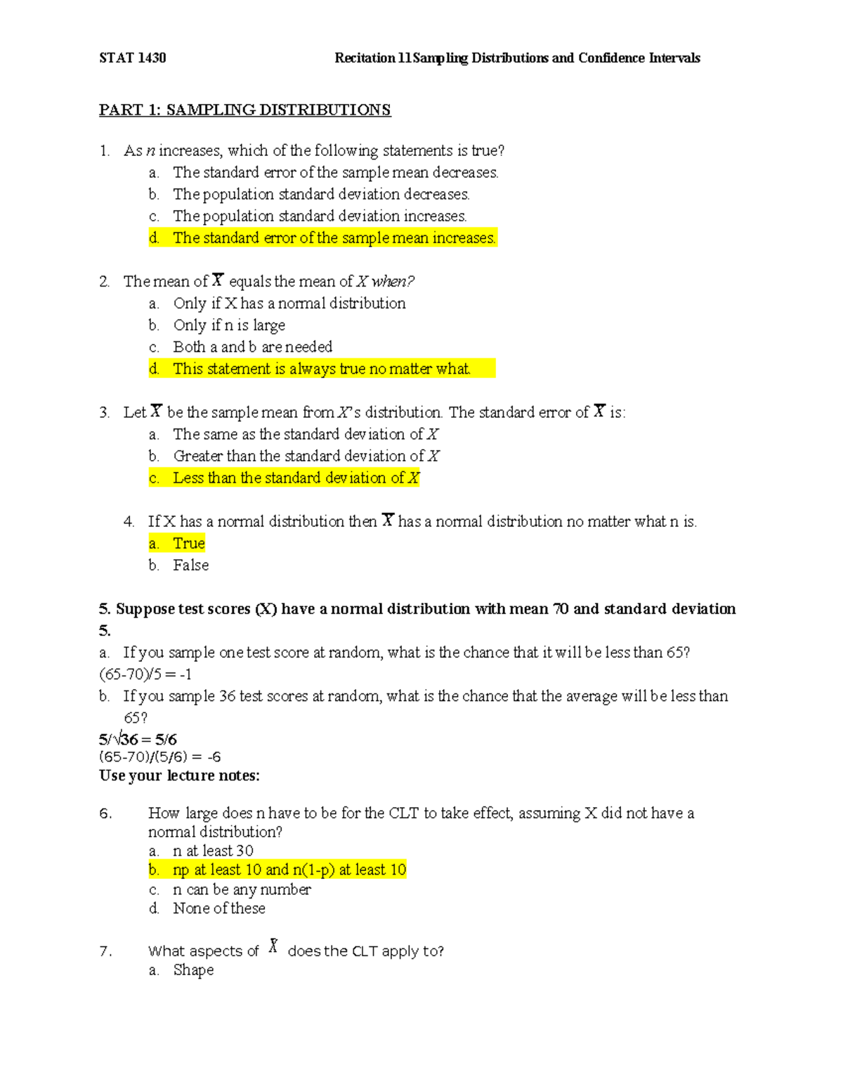 Rec 11 - Sampling Distributions and Confidence Intervals - PART 1 ...