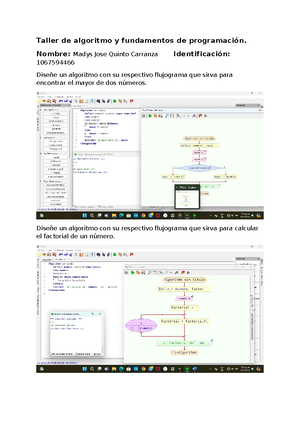 Taller Algoritmos - Escribir un algoritmo de un programa que permita ...