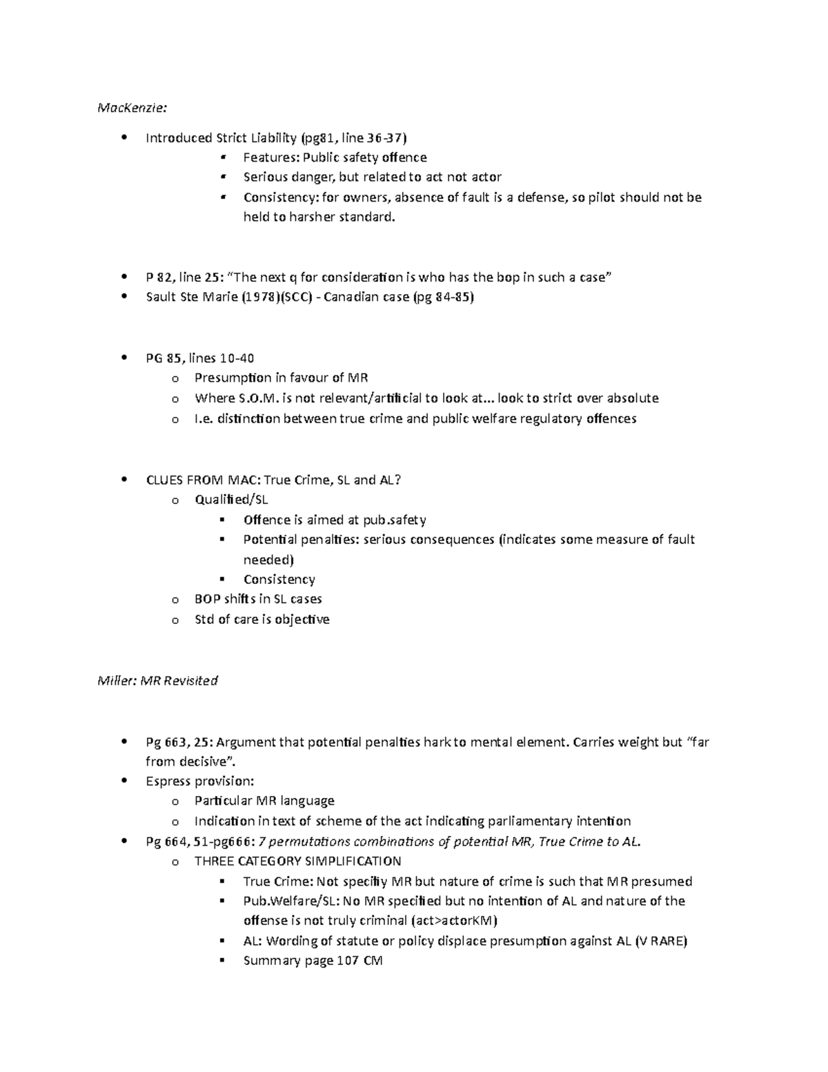 Objective Liability Notes - MacKenzie: Introduced Strict Liability ...