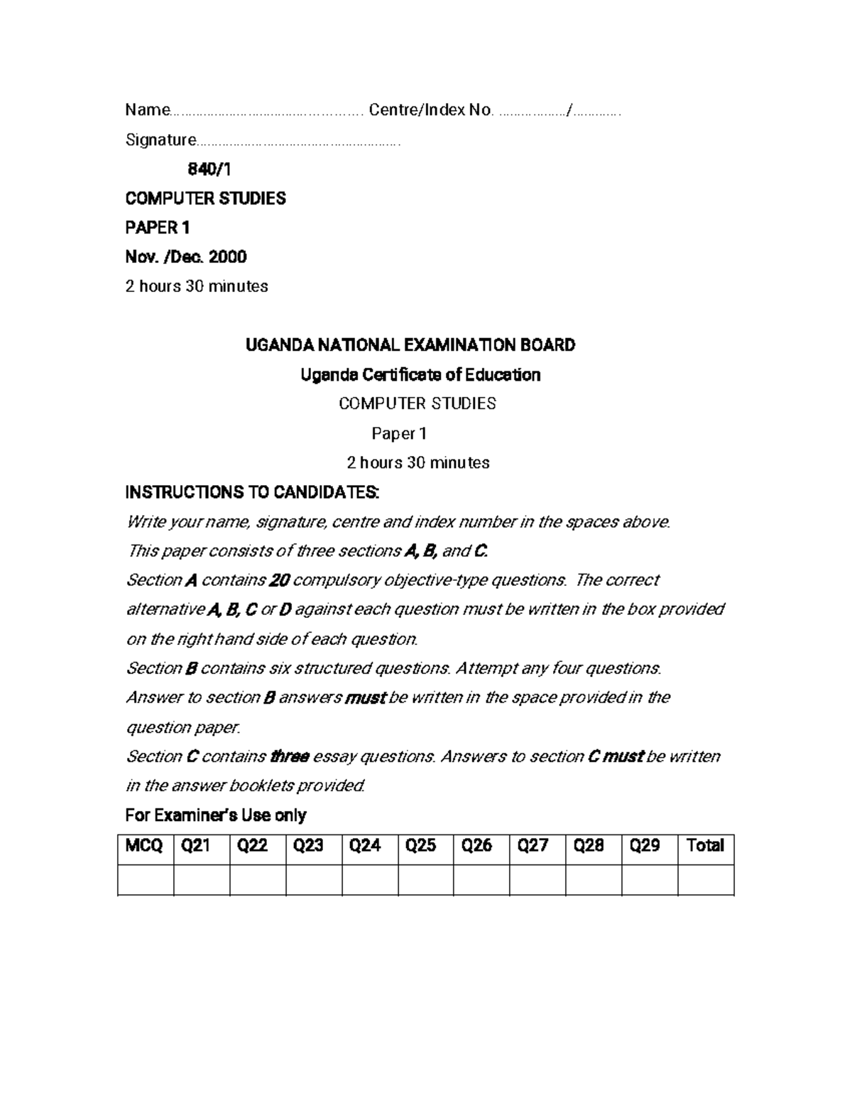 ICT theory paper one o level past papers 2024 @Bagalana Steven uploads ...