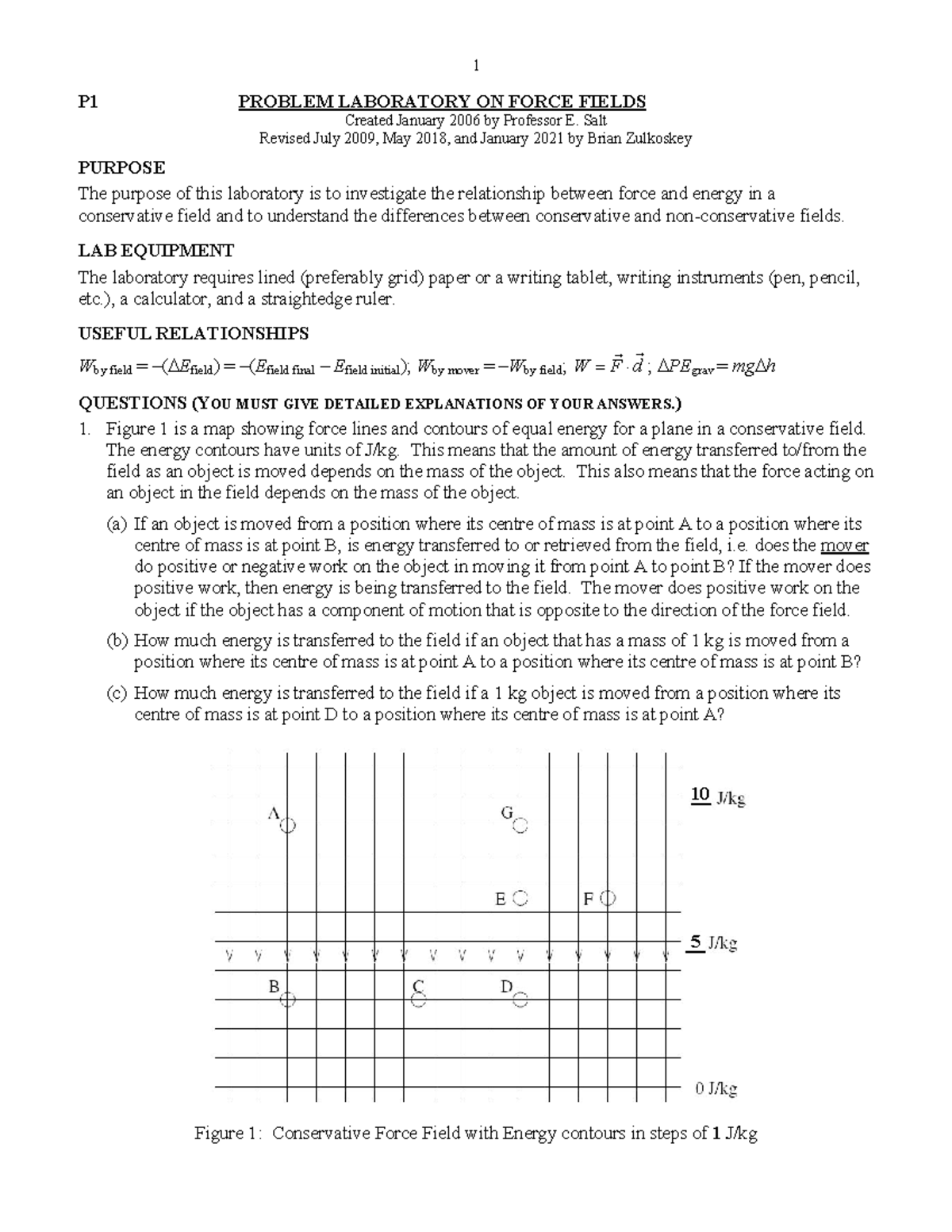 Lab 1 questions - problem lab - 1 P1 PROBLEM LABORATORY ON FORCE FIELDS ...