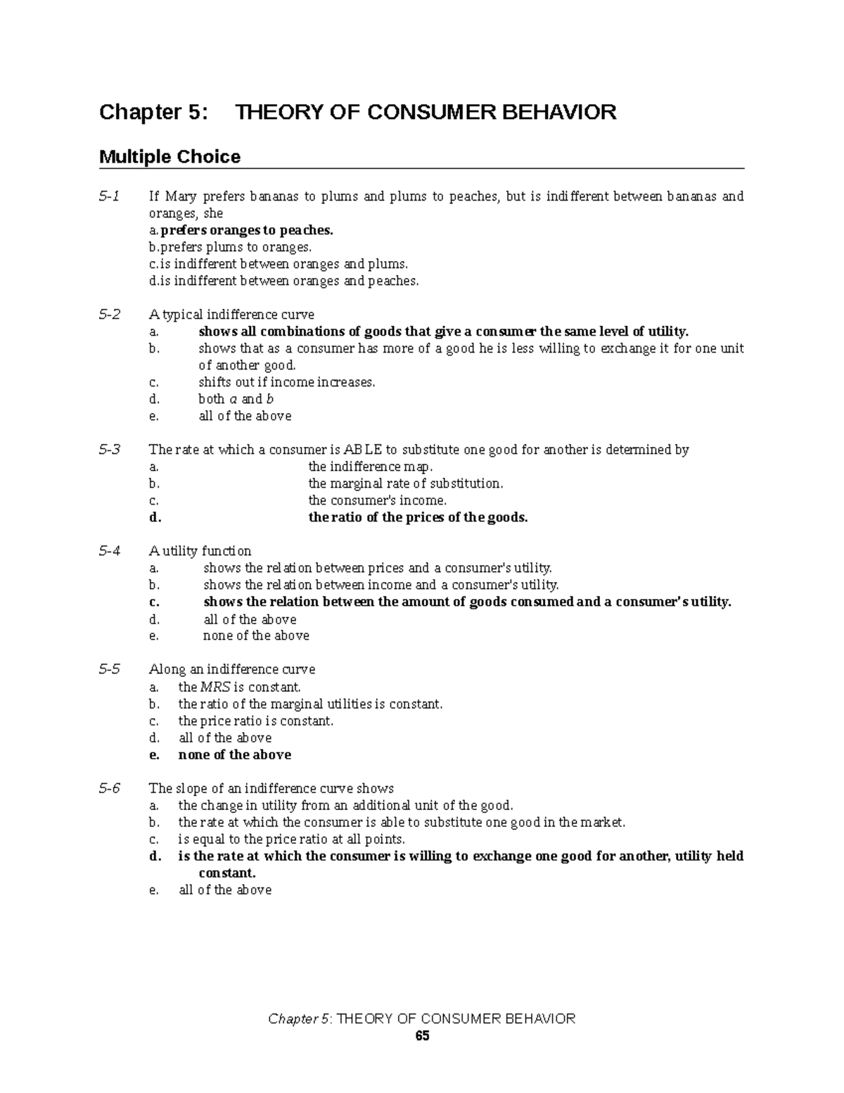 Chap 5 Consumer Behavior - Chapter 5: THEORY OF CONSUMER BEHAVIOR ...