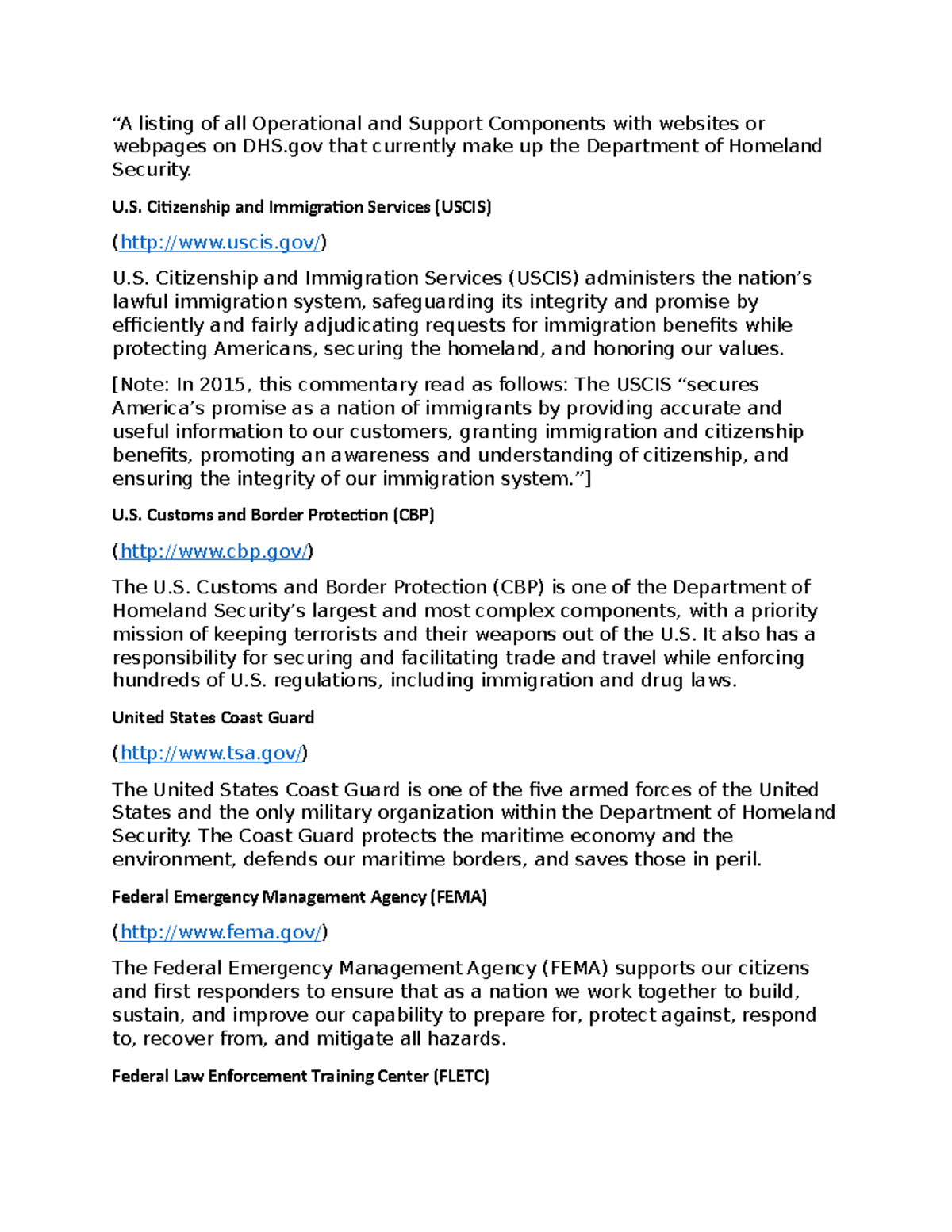 Criminal justice notes 3 - “A listing of all Operational and Support ...