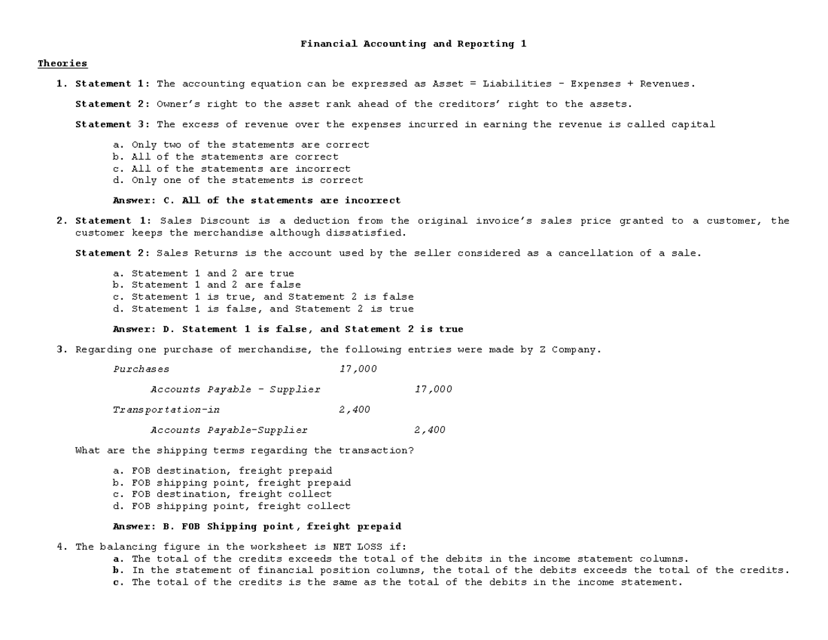 Financial Accounting and Reporting 1 (1-23) - Financial Accounting and ...
