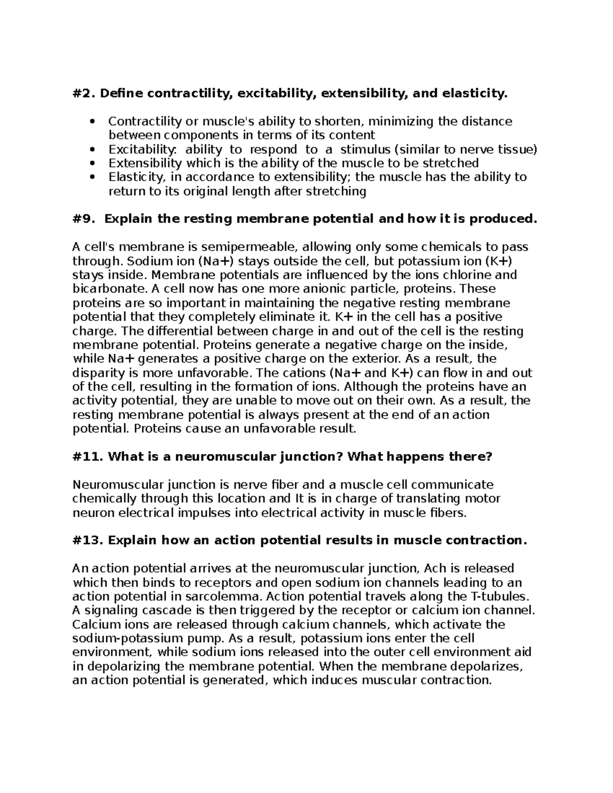 M2 Post Task II Muscular System - #2. Define contractility ...
