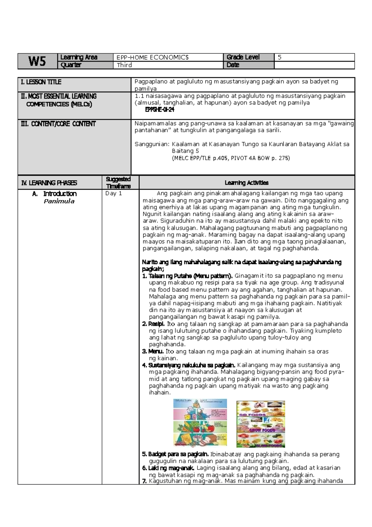 EPP HE5 Week 5 - Effective lesson planning contributes to successful ...