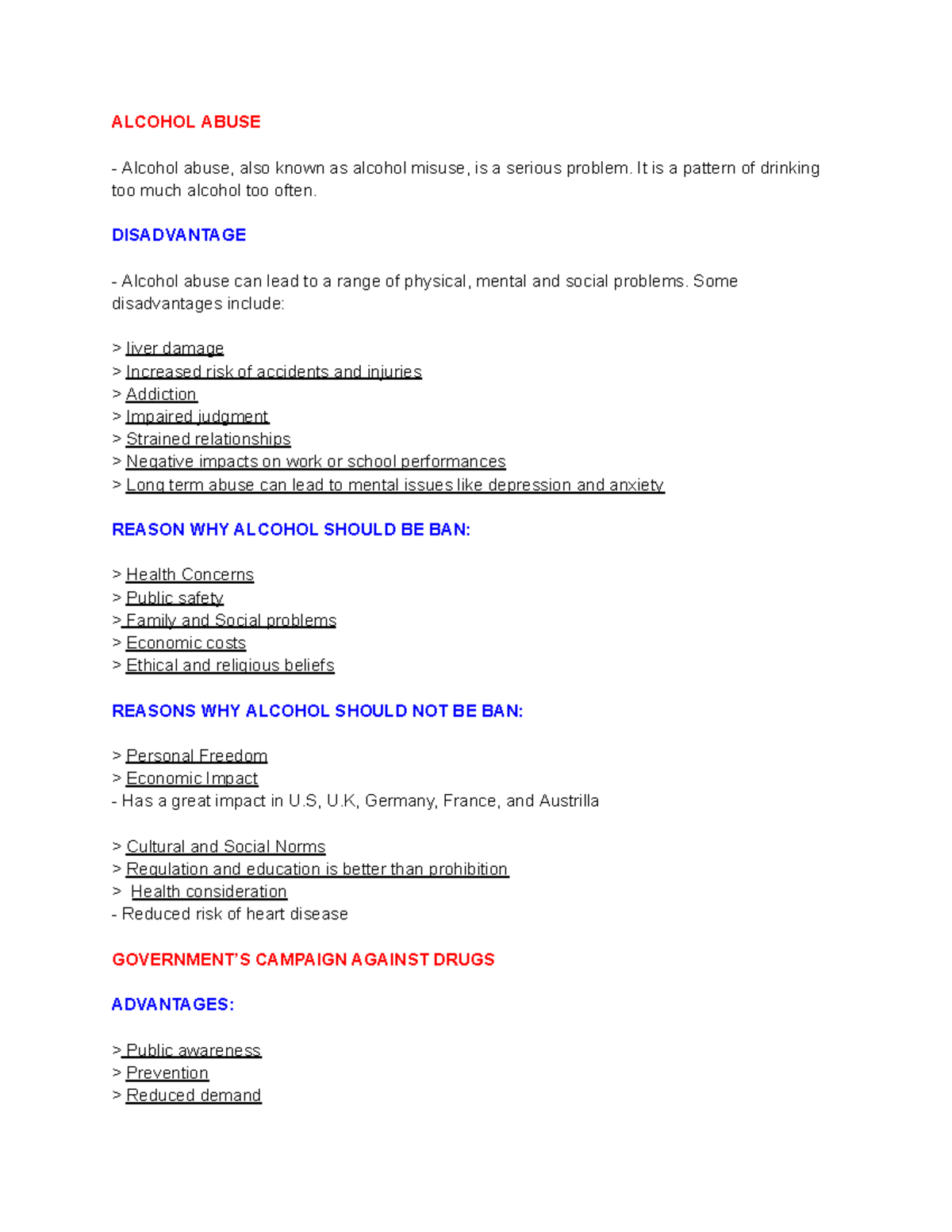 Debate 090135 090305 - GOOD PERFECT - ALCOHOL ABUSE Alcohol abuse, also ...