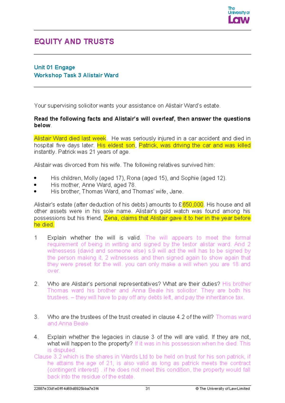 Engage task 3 - equity and trust workshop tasks 3 - EQUITY AND TRUSTS ...