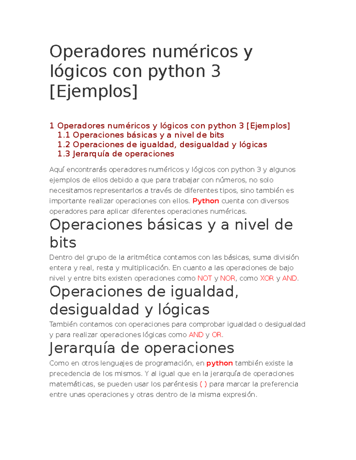 Operadcores logicos relaciones - Operadores numéricos y lógicos con ...