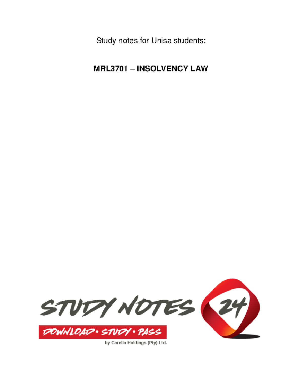 MRL3701 Insolvency law study notes - Study notes for Unisa students ...