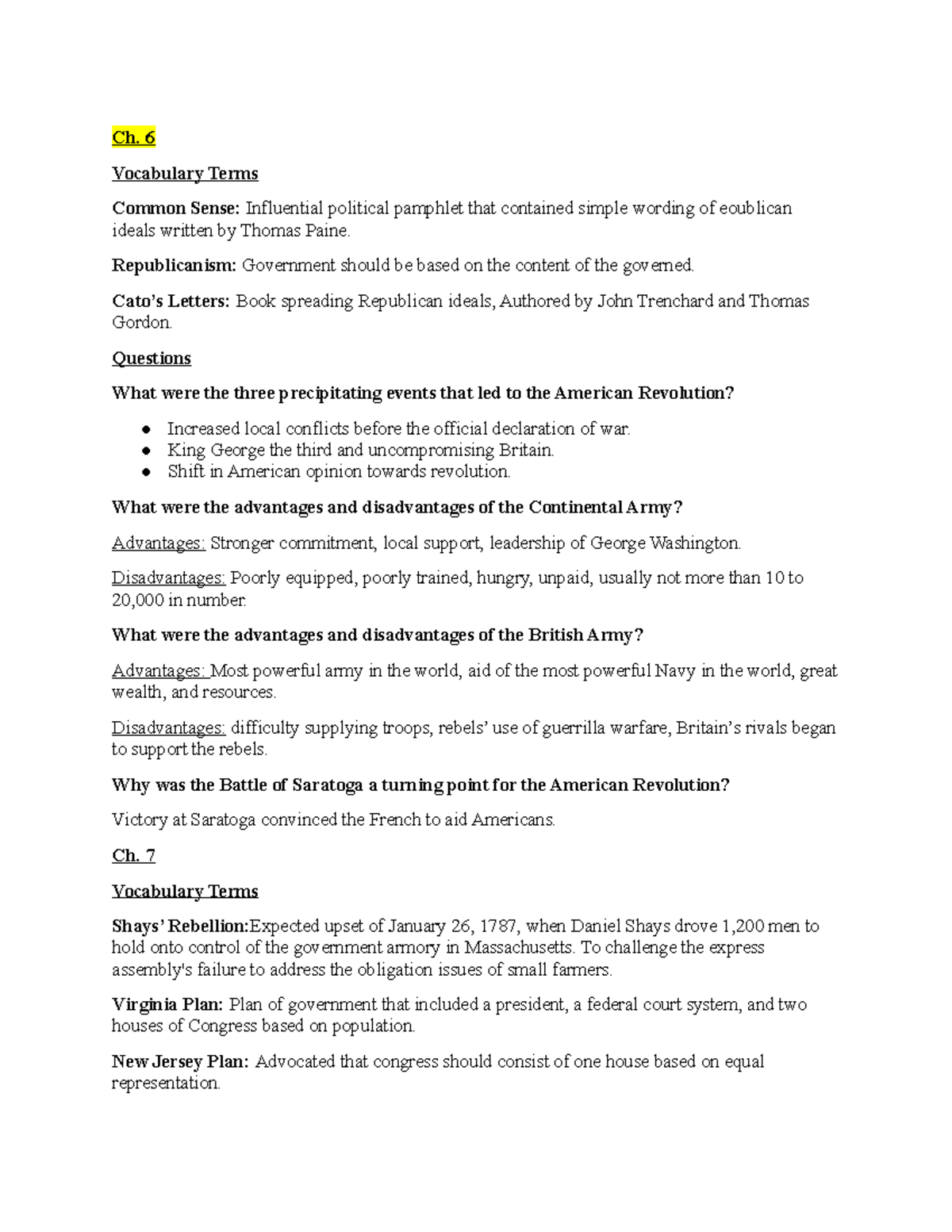 Review Ch 6,7 & 8 - Ch. 6 Vocabulary Terms Common Sense: Influential ...