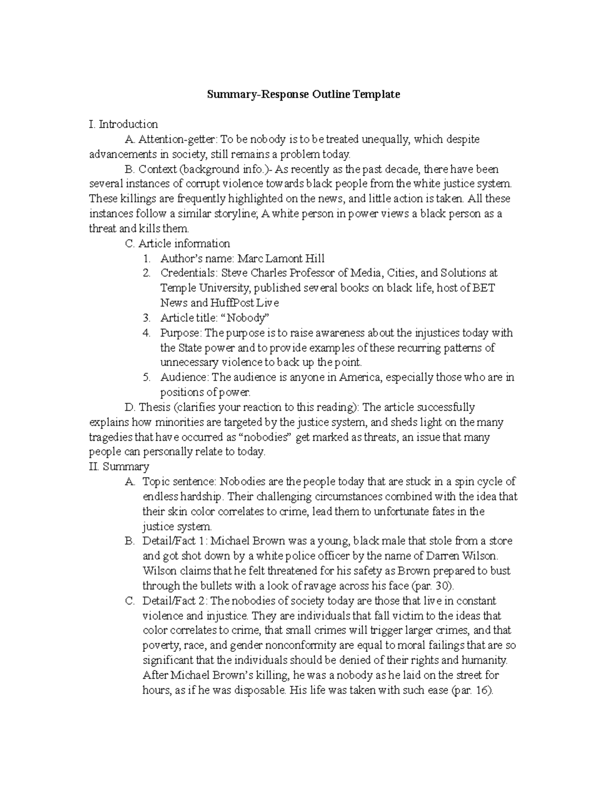 1- Summary Response Outline Template. WRTC 103 3 - Summary-Response ...