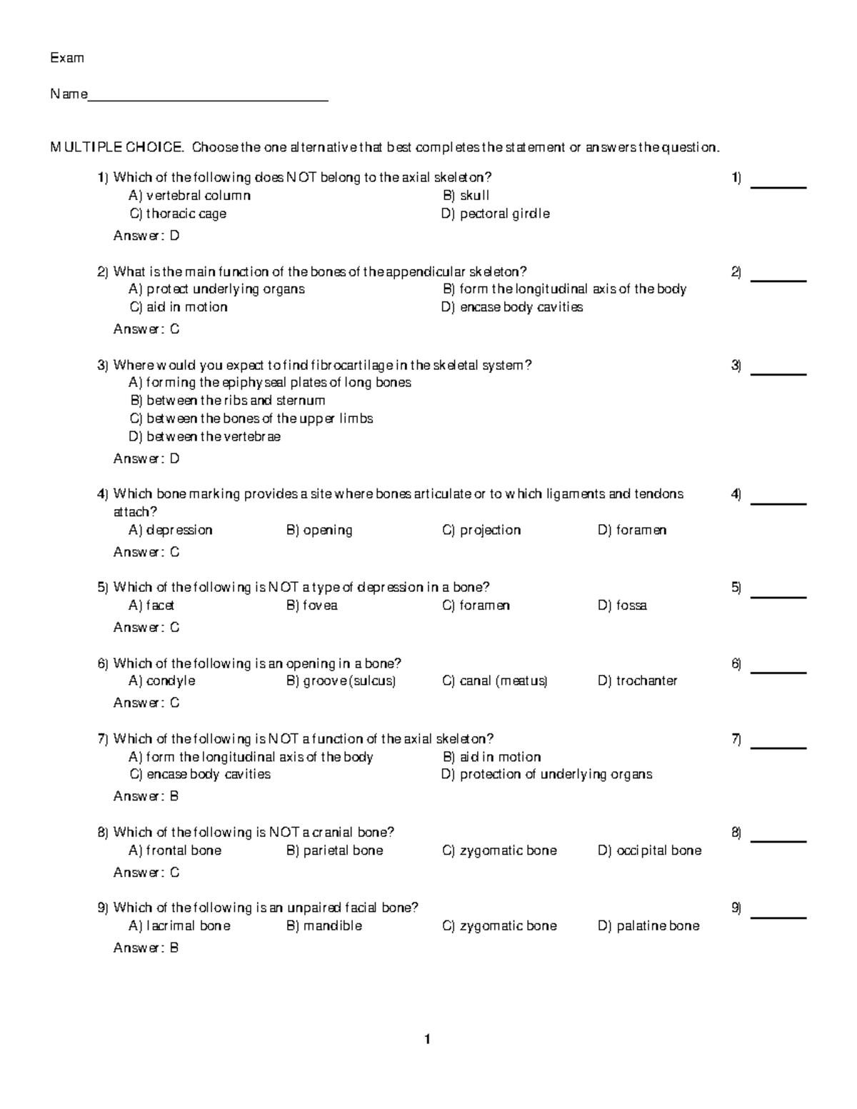 Chapter 7 - The Skeletal System (Human Anatomy and Physiology 2nd ...