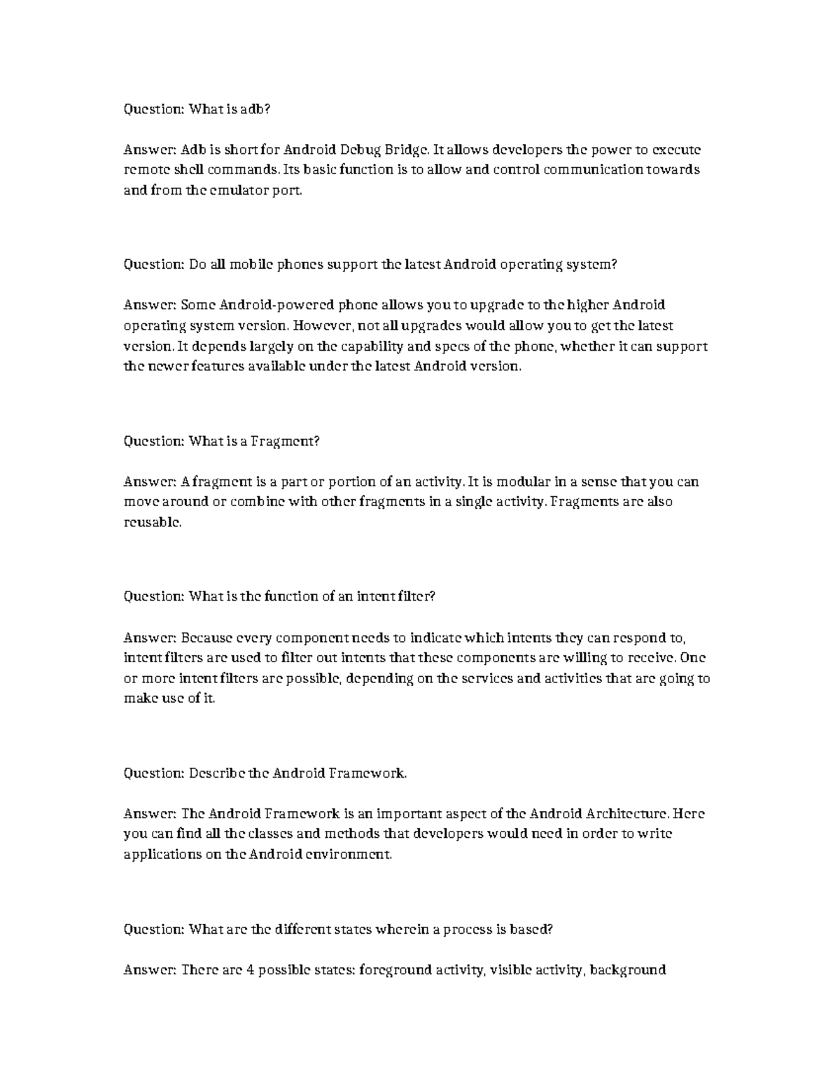 Unsnouted exergues ordainers - Question: What is adb? Answer: Adb is ...