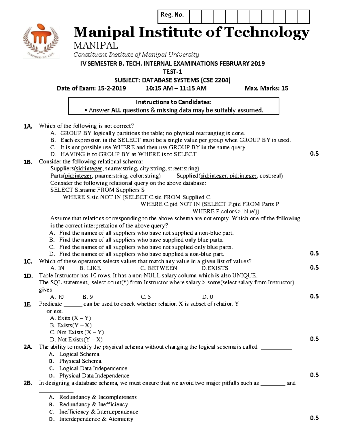 DBS 1 2019 - These are previous year question papers that will help you ...