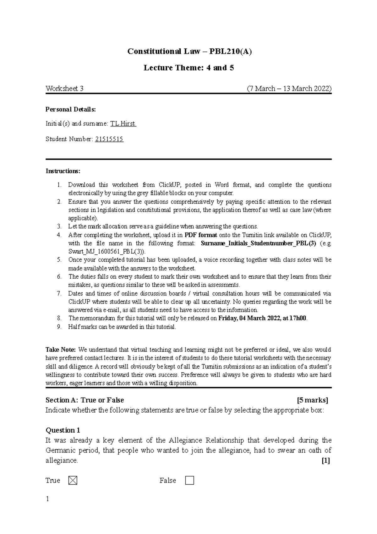 Worksheet 3 - Click UP(1) - Constitutional Law – PBL210(A) Lecture ...