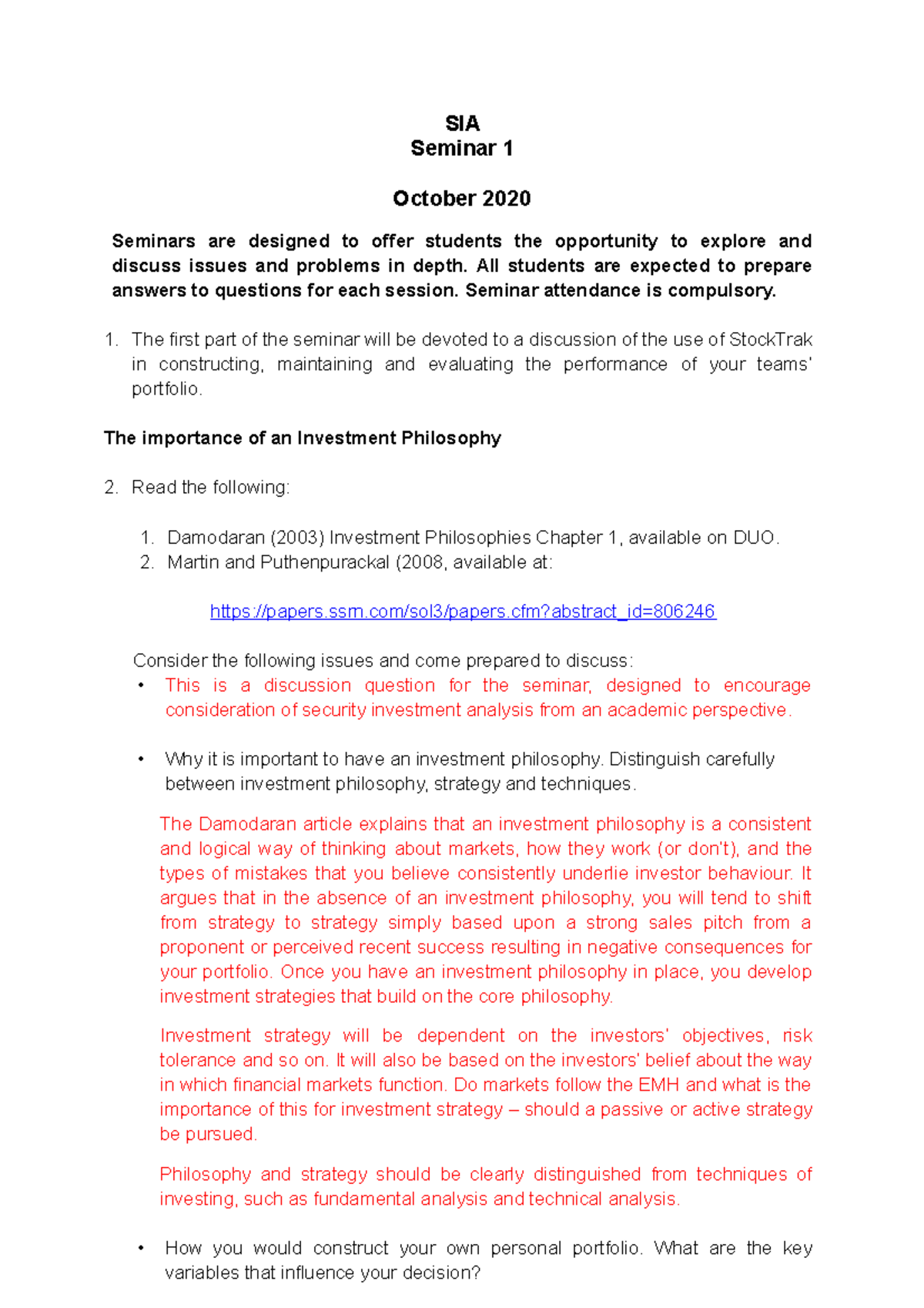 SIA Seminar Investment Philosophy and ESG Outline Solutions - SIA ...
