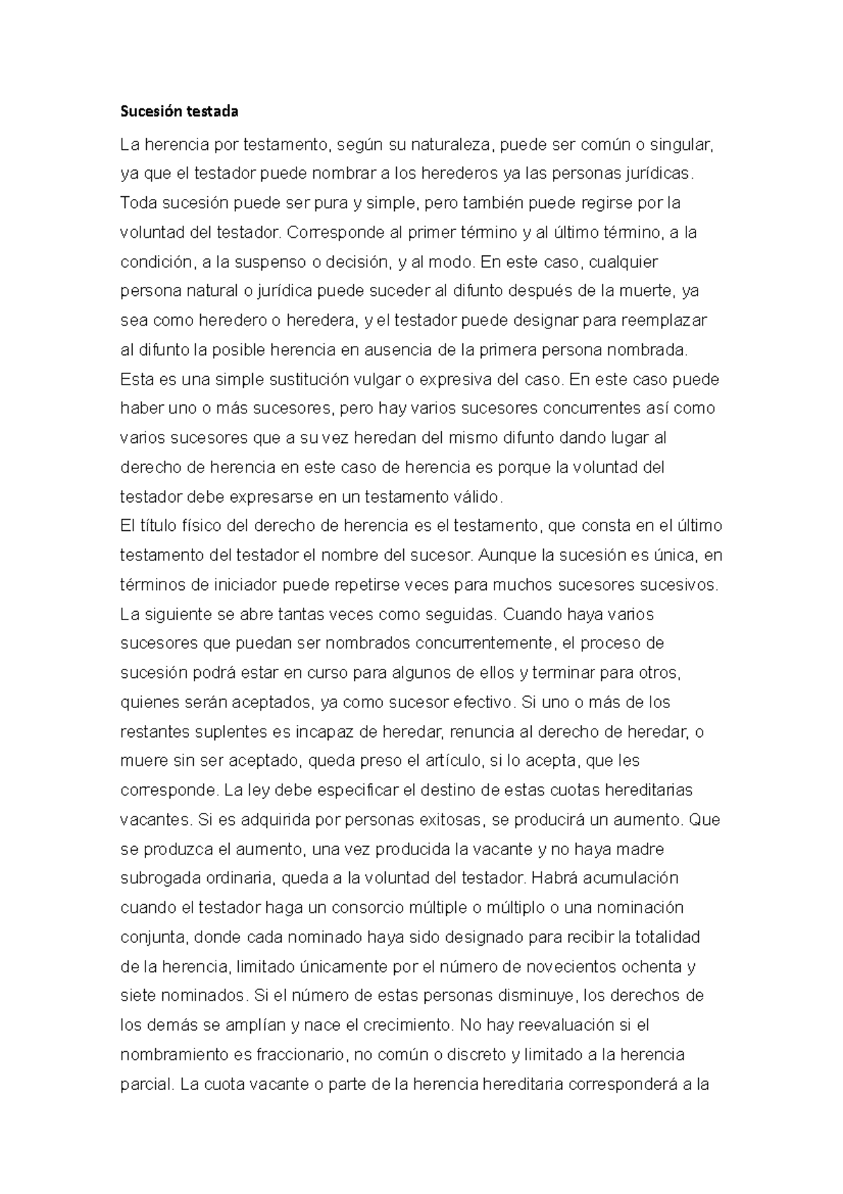 Sucesión testada Kevin Galarza - Sucesión testada La herencia por ...