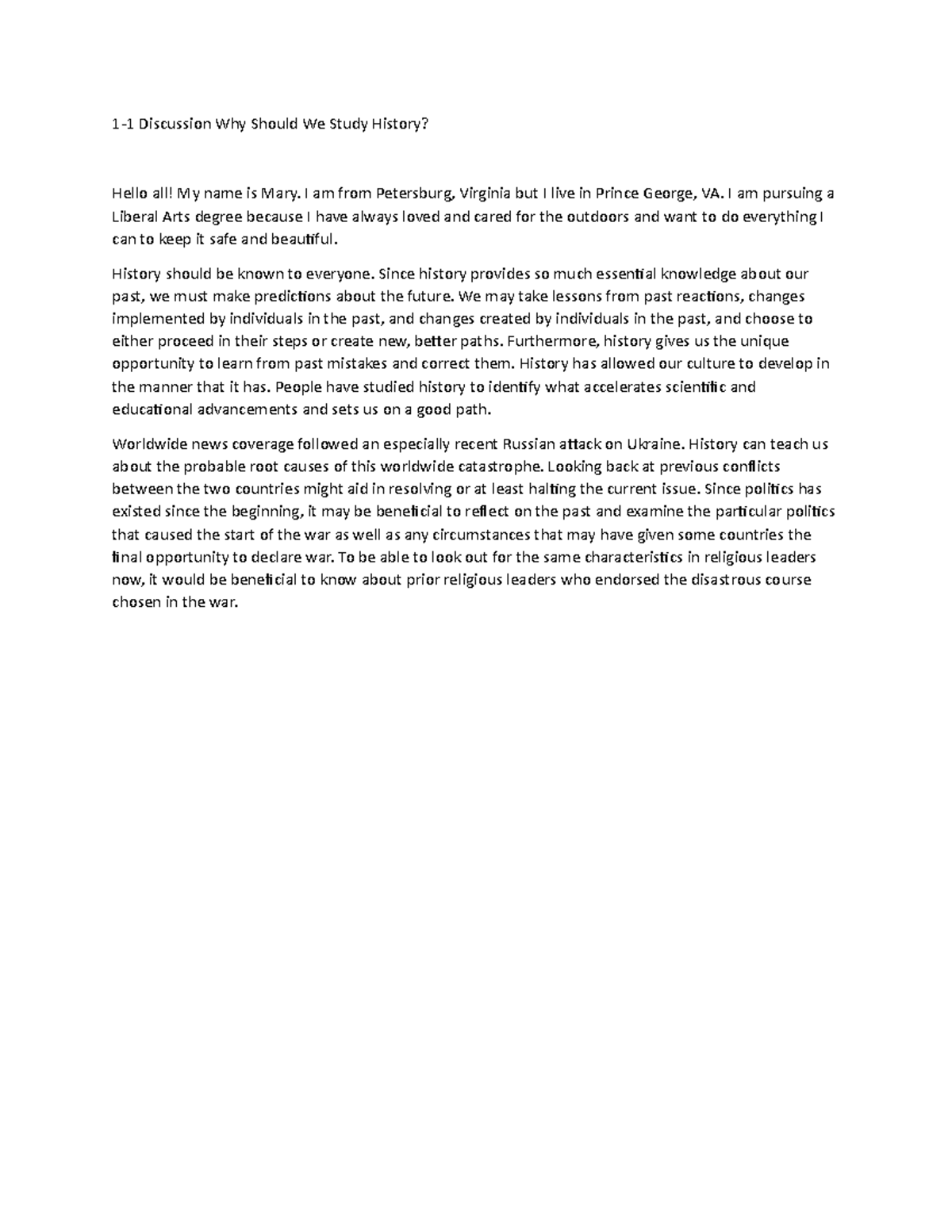 1-1 Discussion Why Should We Study History - I am from Petersburg ...