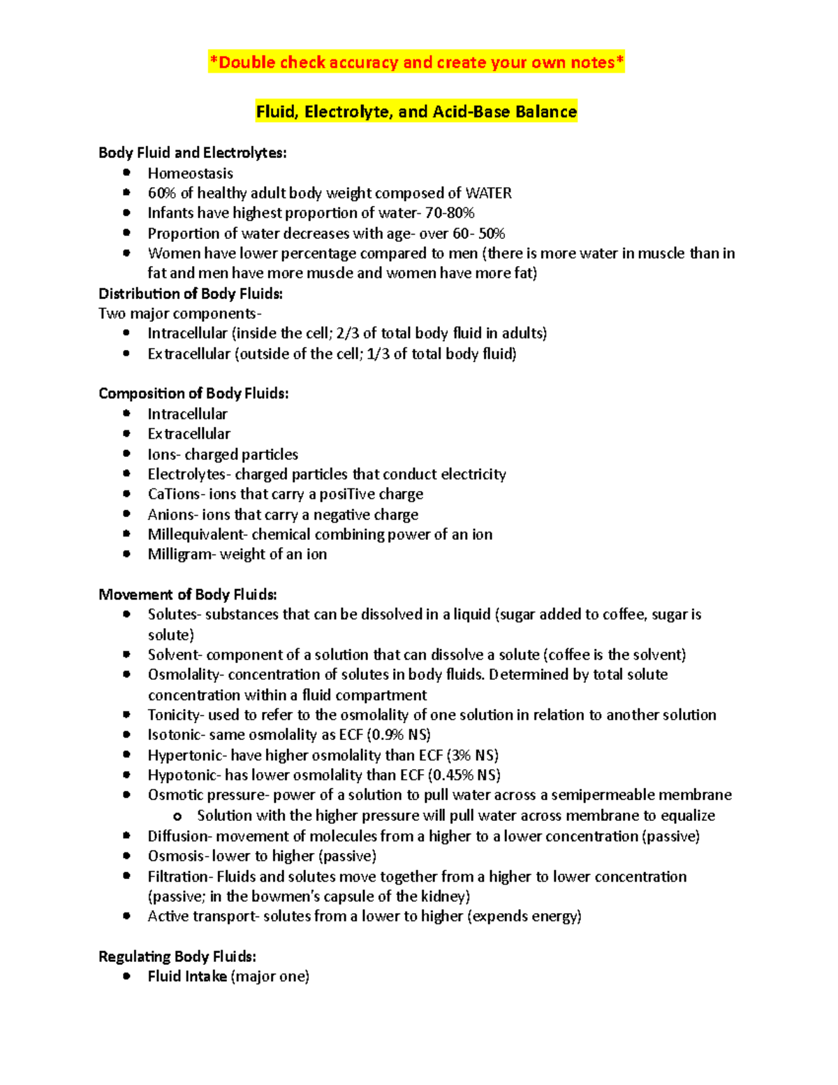 Fluid electrolyte acid base balance fundamentals(1) - Fluid ...